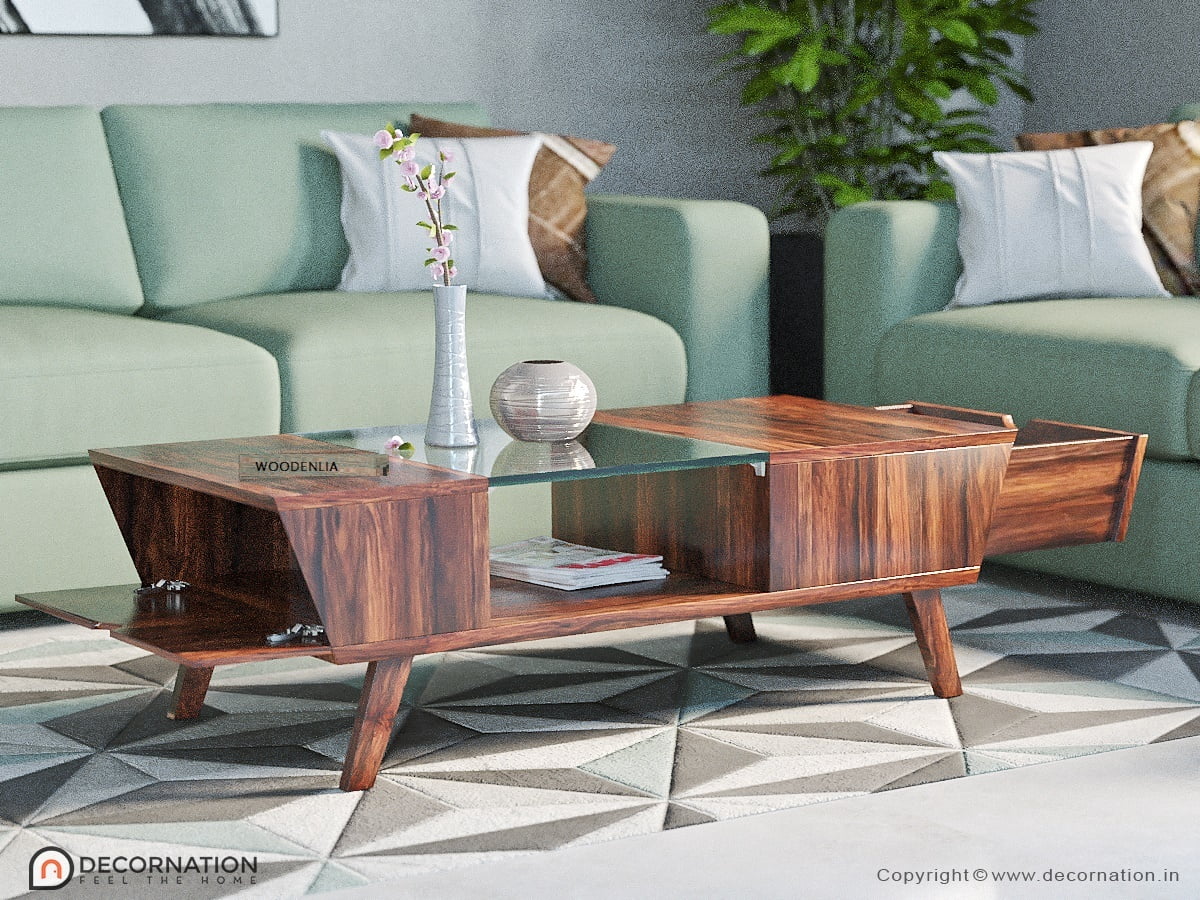 Sheesham coffee table with drawers store
